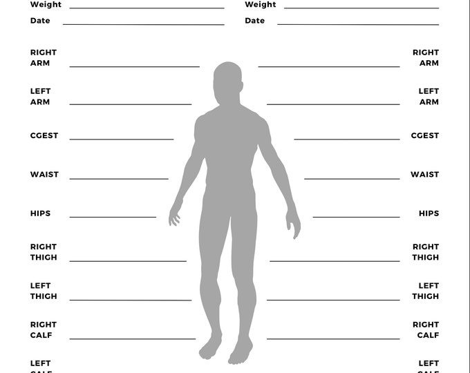 Printable Body Measurement Tracker Body Size Log Diet - Etsy