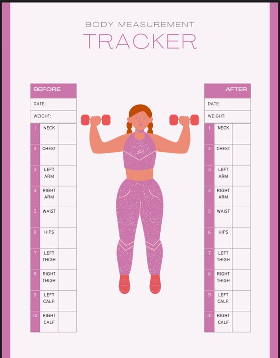 Printable Body Measurement Tracker Body Size Log Diet - Etsy