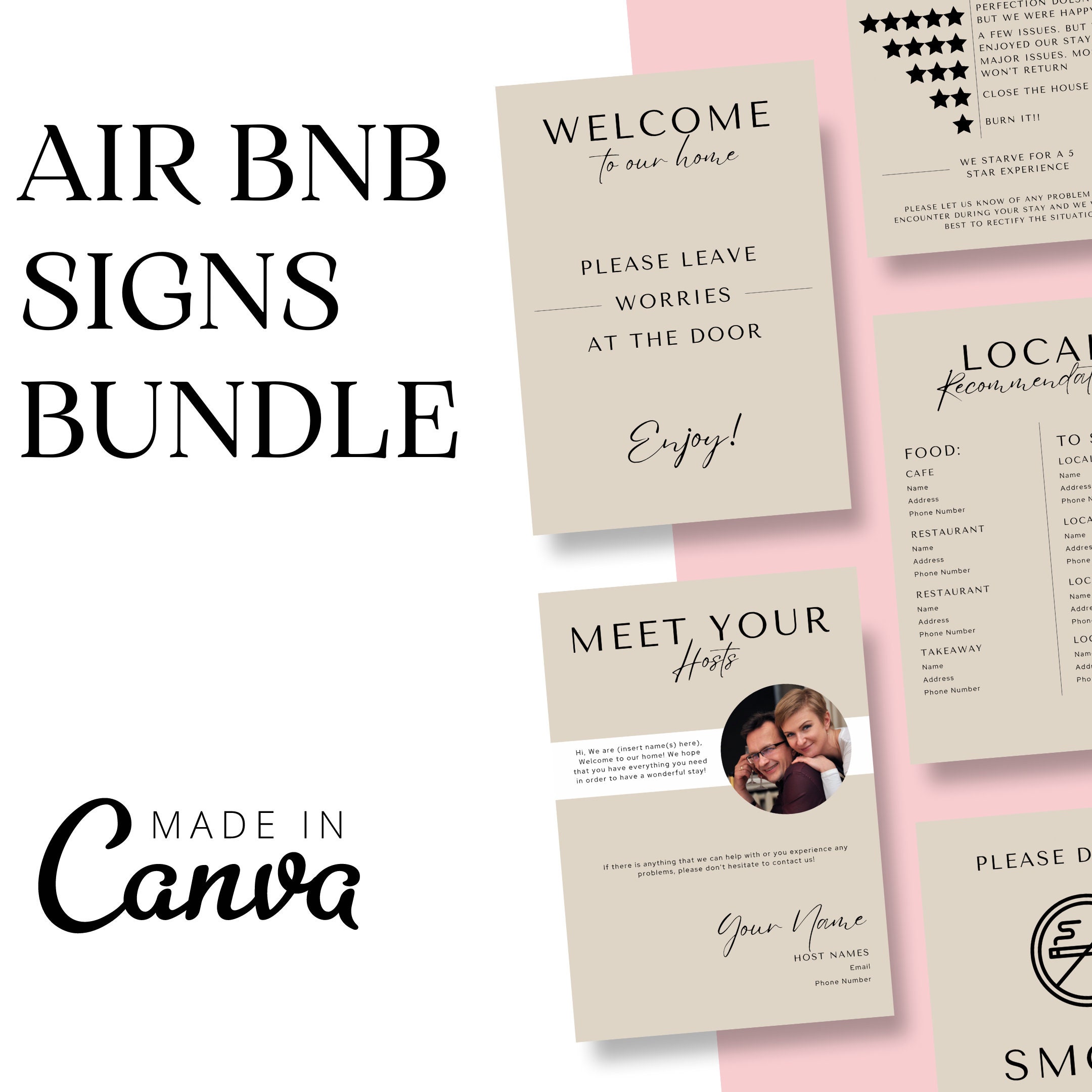 Airbnb Sign Bundle Template Airbnb Signage Signs for Rental Home Wifi ...