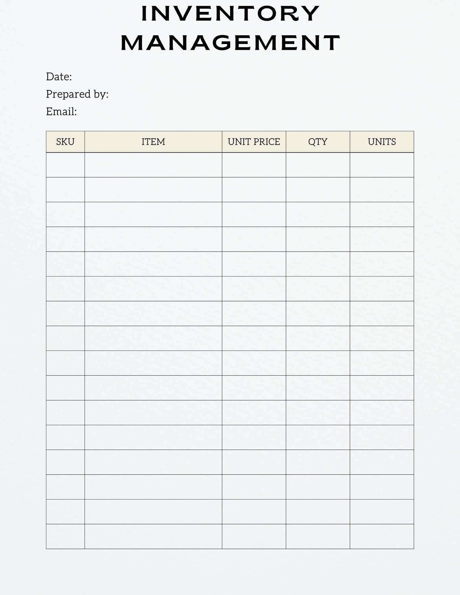 Printable Inventory Management Form, Inventory Sheet, Inventory List ...