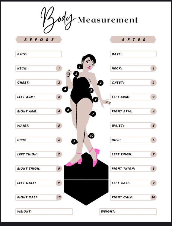 Printable Body Measurement Tracker Body Size Log Diet - Etsy