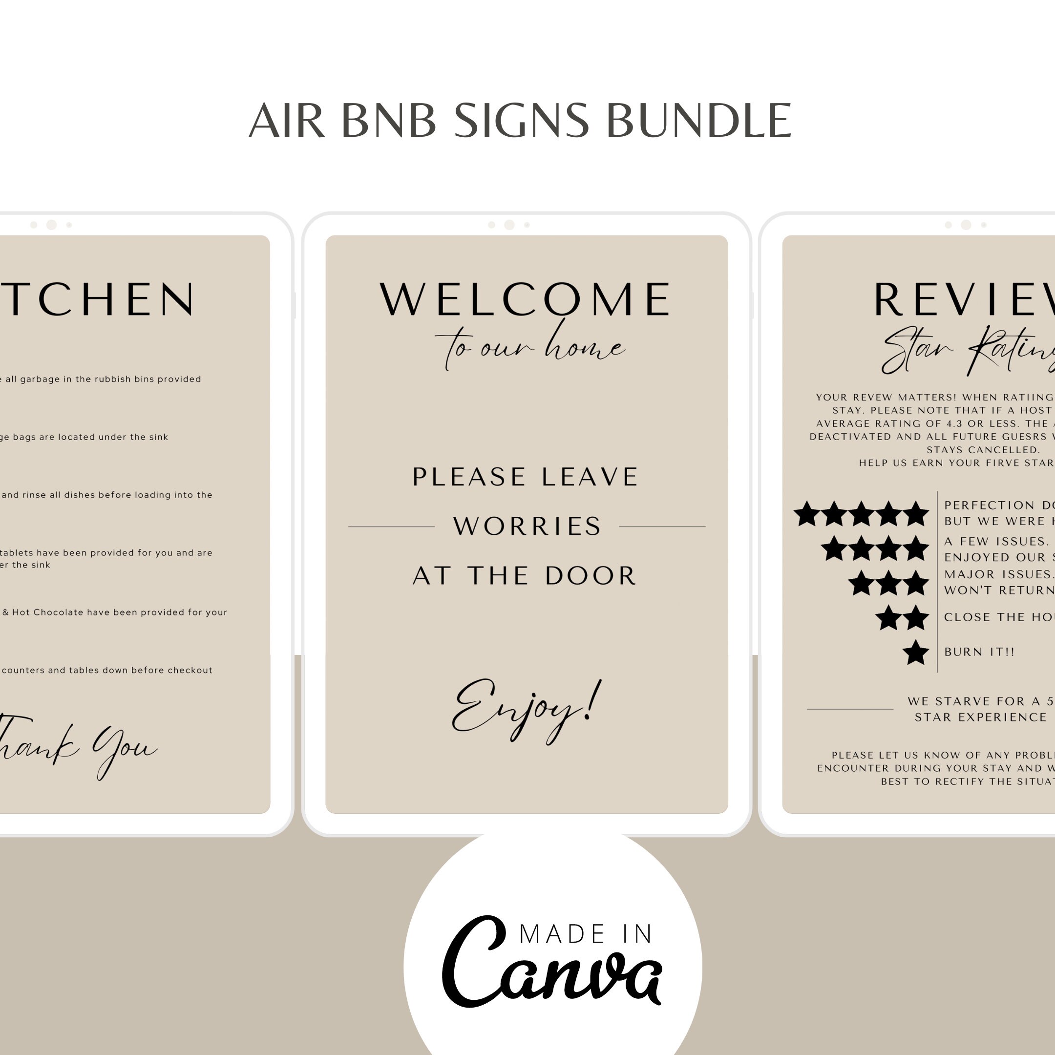 Airbnb Sign Bundle Template Airbnb Signage Signs for Rental Home Wifi ...