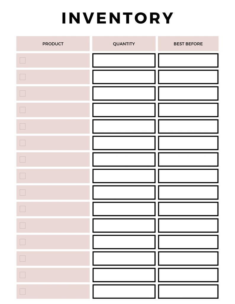Printable Inventory Management Form, Inventory Sheet, Inventory List ...