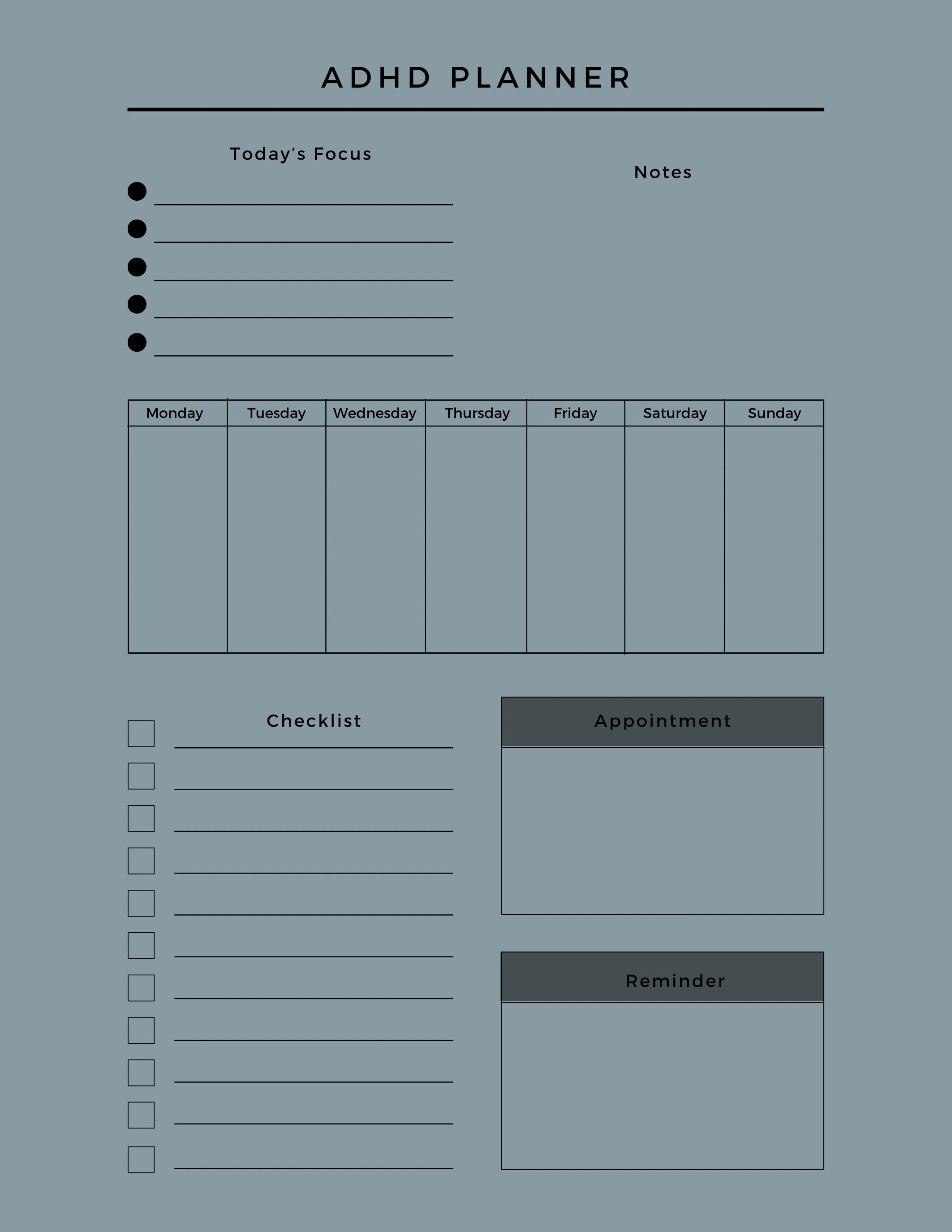 Adhd Planner, Adhd Journal,adhd Organizer,adhd Workbook,adhd Work ...