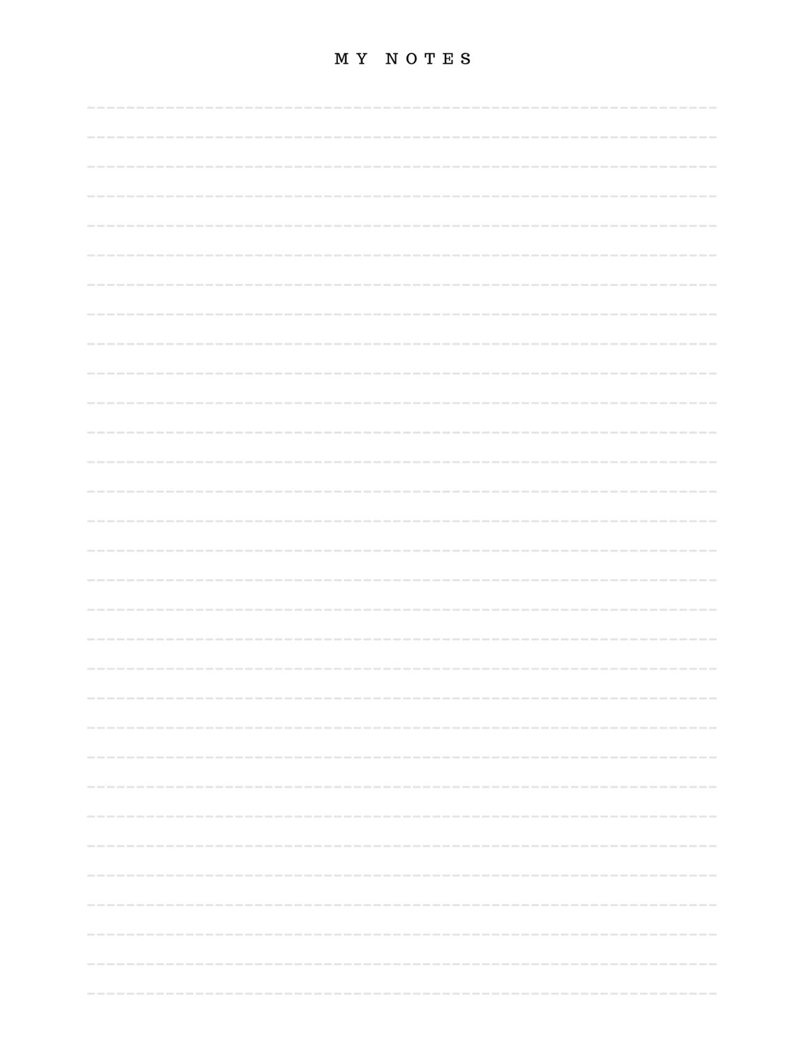 Notes Page Printable, Lined Note Paper, Notes Page Planner, Printable ...