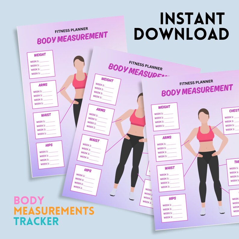 Printable Body Measurement Tracker, Body Size Log, Diet Planner, Weight ...