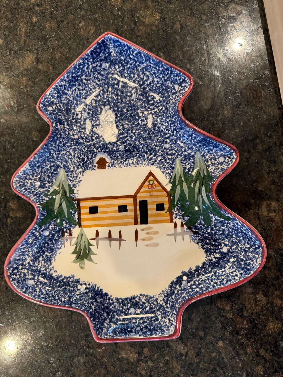 Holly Mountain Lodge Large Platter TREE Shapedlog Cabin Dinnerware the ...