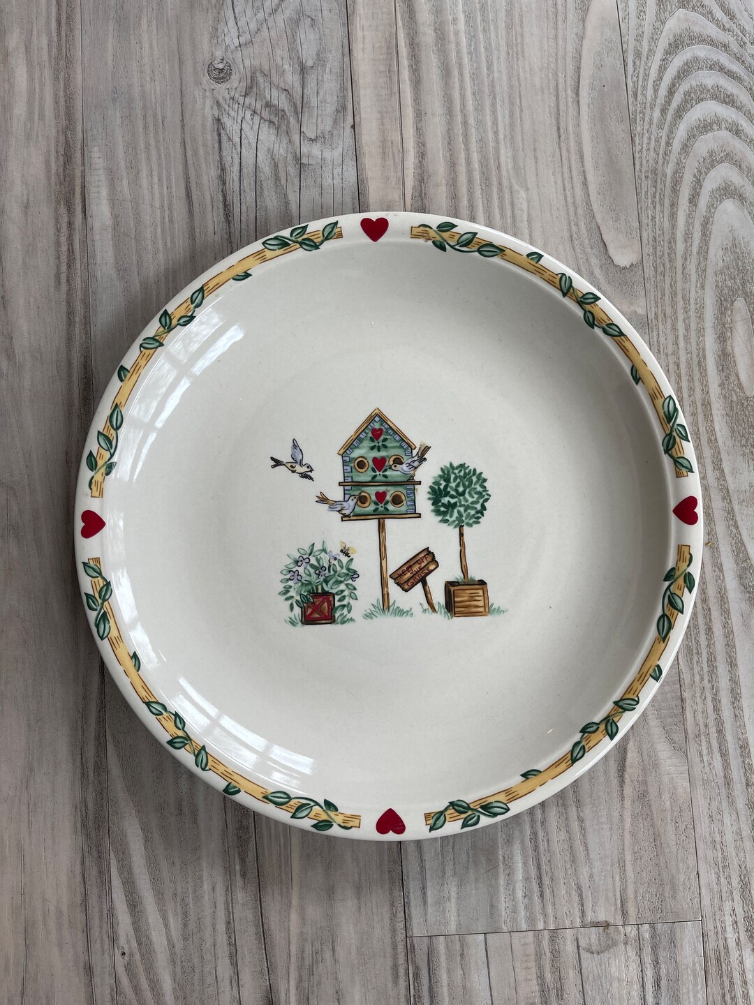 Thompson Pottery BIRDHOUSE Large Serving PLATE Vintage Stoneware Retro ...