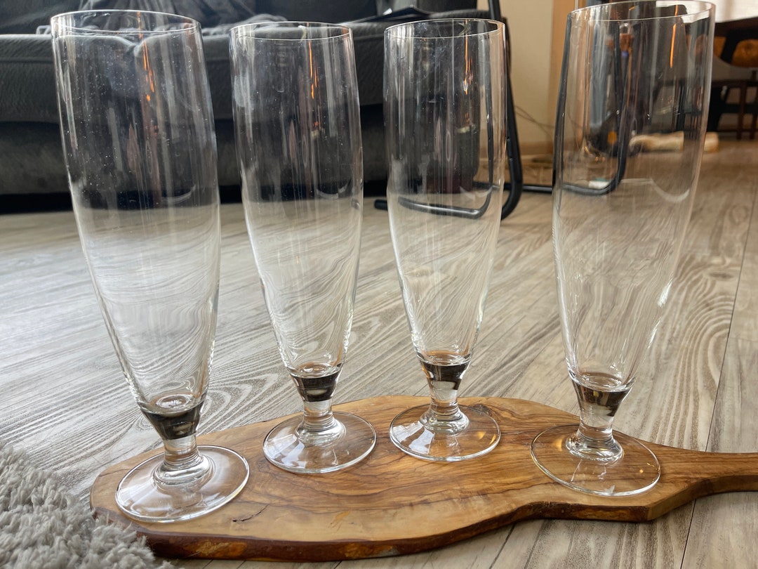 4 Elegant Super Large 18 Ounce Tall Vintage PILSNER Glasses Beer Lager ...