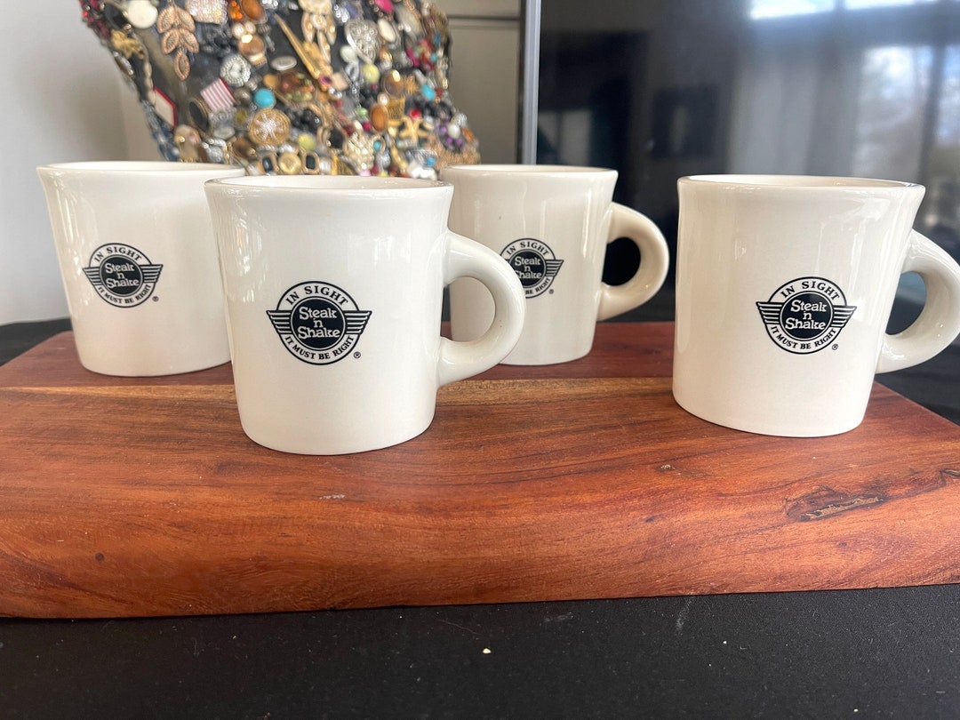 Vintage STEAK N SHAKE Set 4 Mugs A Blast From the Past Coffee Mugs Hot ...