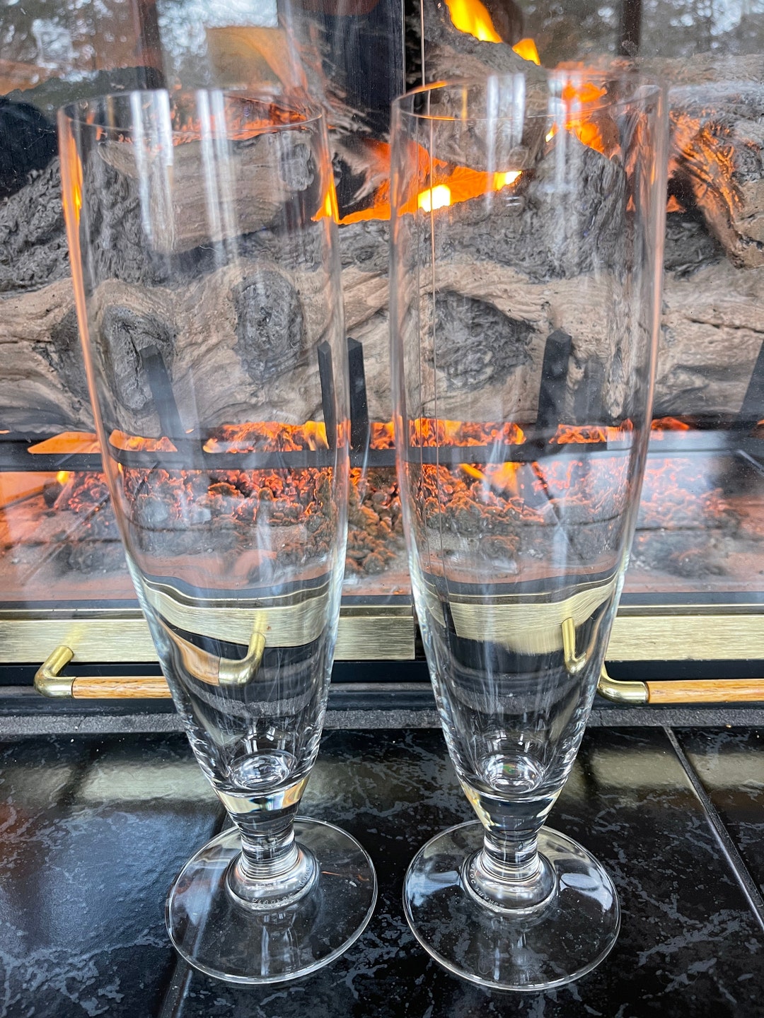 2 Elegant Super Large 18 Ounce Tall Vintage PILSNER Glasses Beer Lager ...