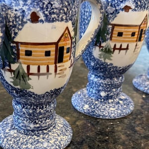 Discontinued Holly Mountain Lodge COFFEE MUGS Round Log Cabin ...