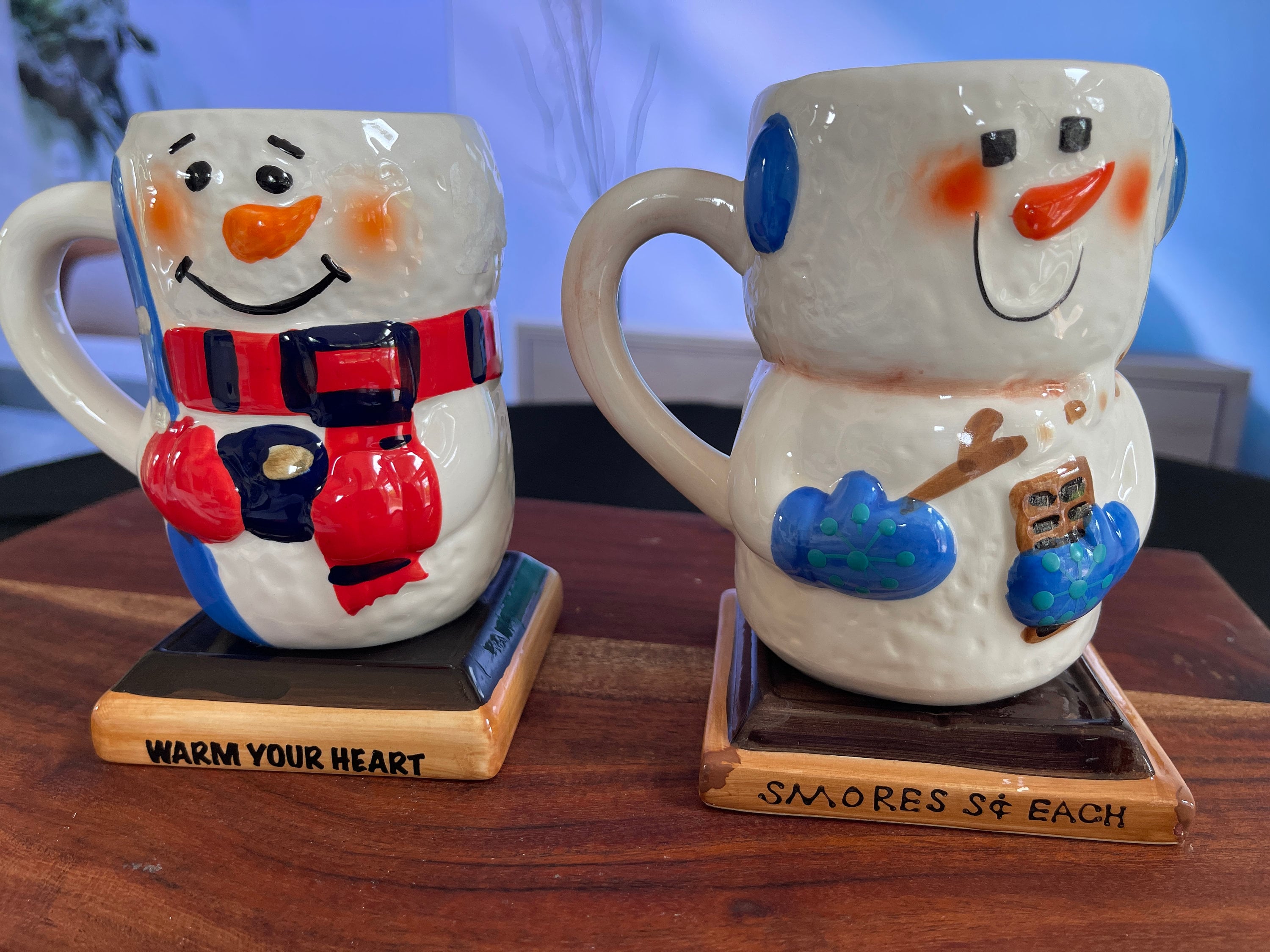 Adorable Pair Vintage SMORES Snowman Some-mores Marshmallow Hot ...