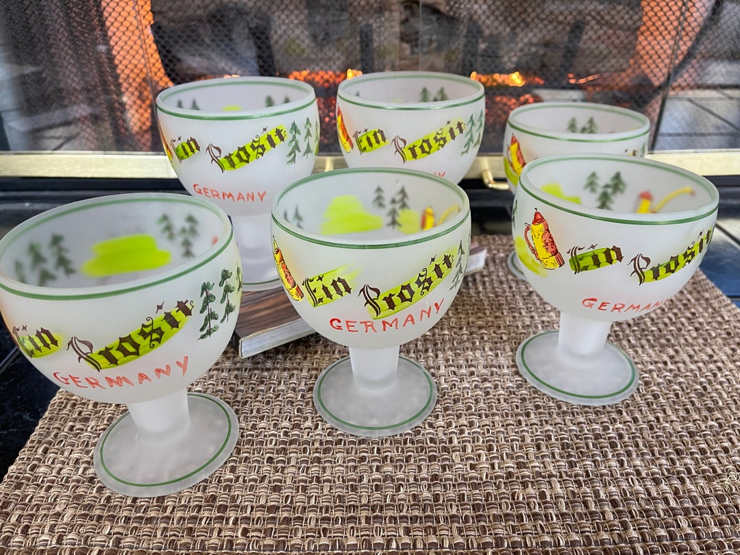 Hazel Atlas Vintage Retro Mid Century EIN PROSIT GERMANY Frosted ...