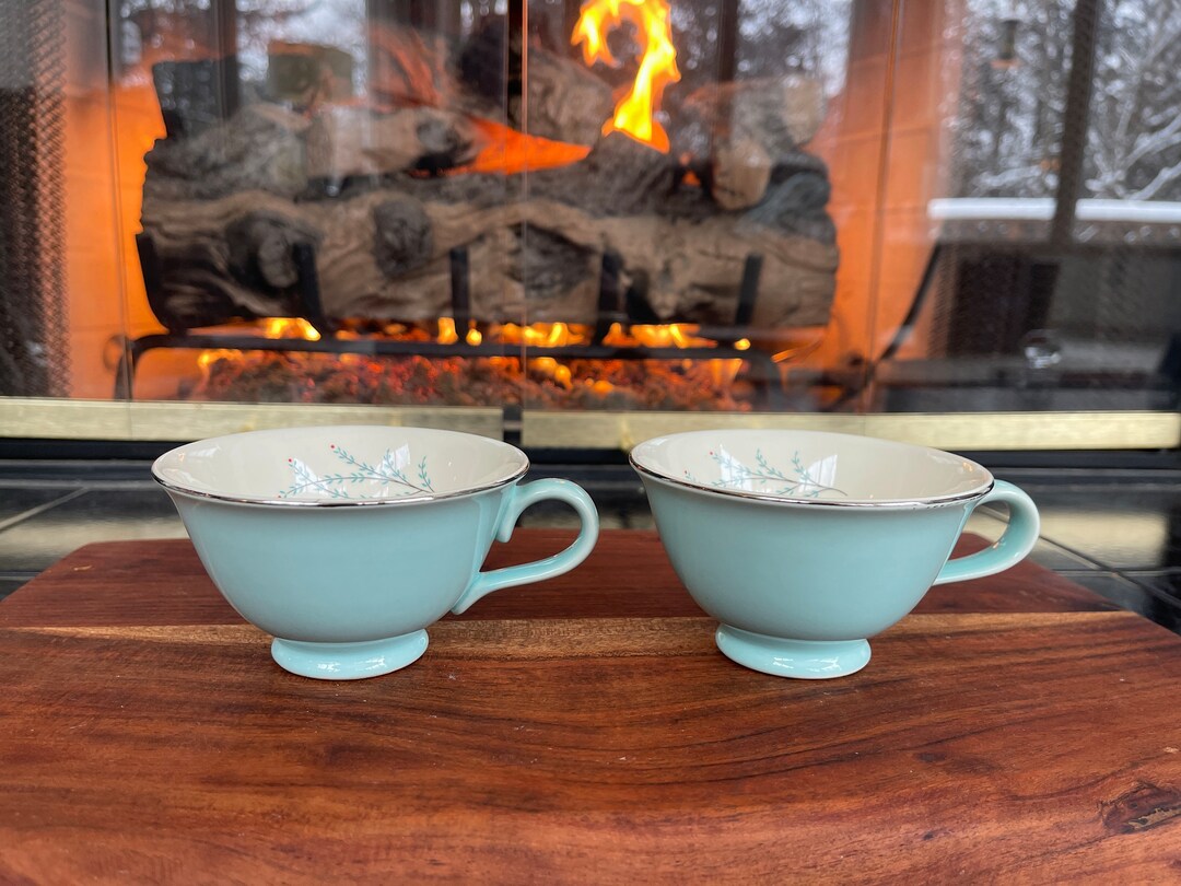 Vintage 1950's Taylor & Smith Blue Twigs Set 2 Mugs Cups Cottage ...