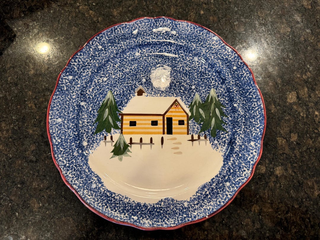 Holly Mountain Lodge Large Platter Round Log Cabin Dinnerware the Cooks ...