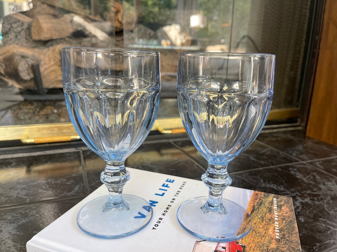 Set 2 Misty Blue Gibraltar Duratuff Glass Goblets Libbey Set of 2 ...