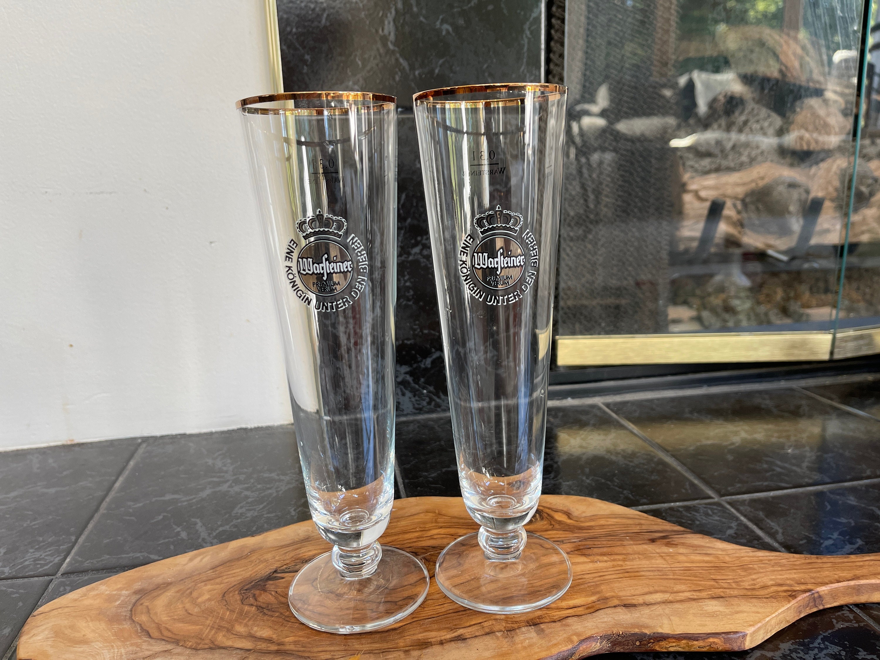 WARSTEINER Crystal PREMIUM Footed Pilsner Set of 2 German Glasses Beer ...