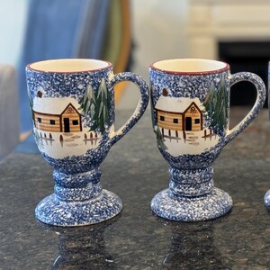 Discontinued Holly Mountain Lodge COFFEE MUGS Round Log Cabin ...