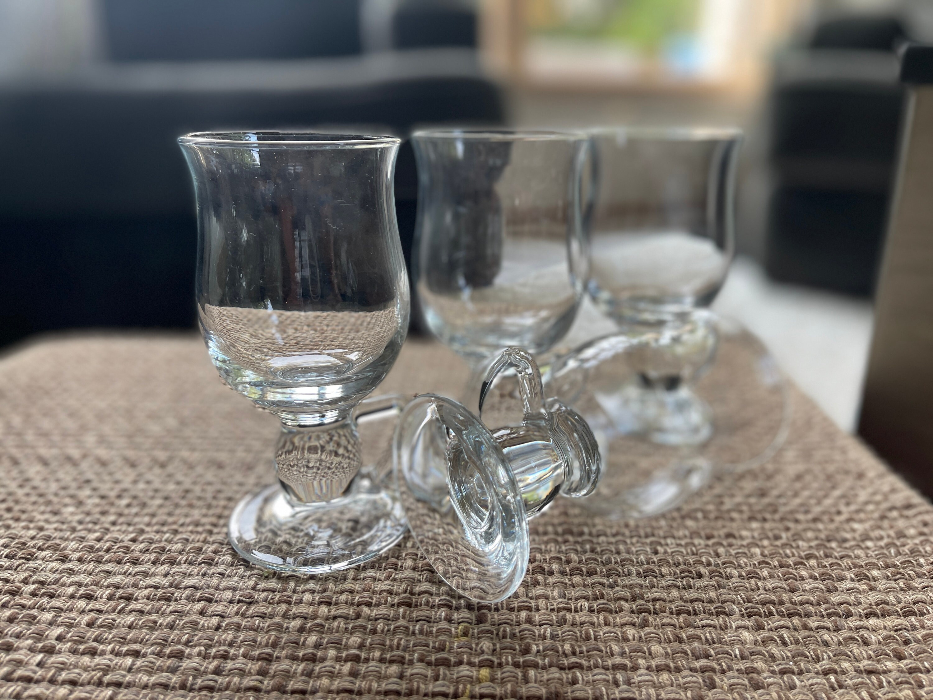 4 Retro Bulb Base Irish Coffee Mugs Footed Etched 8 Ounces Mug Coffee ...