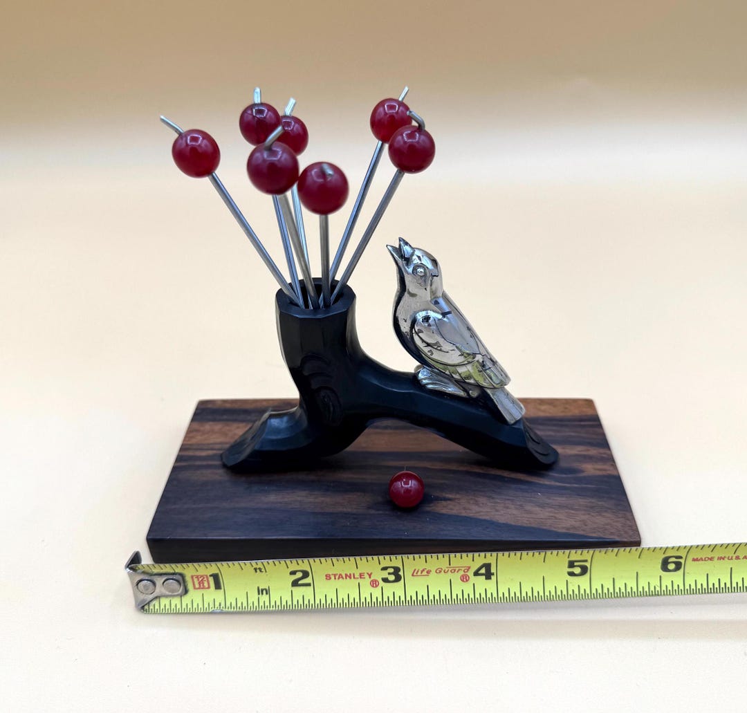 French Retro Vintage BIRD IN TREE Art Deco Chrome and Bakelite Mid ...