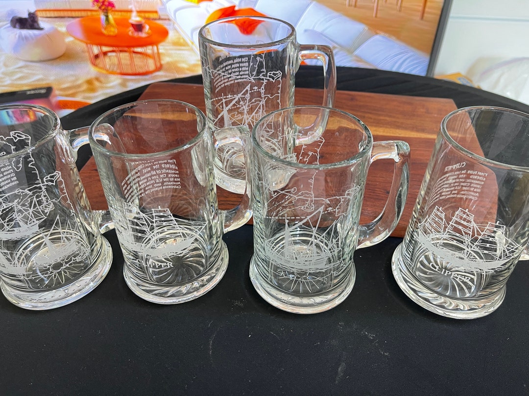 AMERICAN CLIPPER Ship Vintage Style Tankard Beer Ale Glasses Retro ...