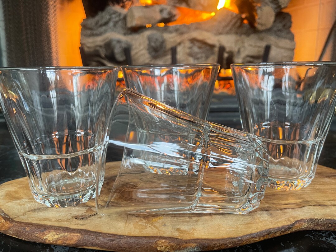 Vintage Set 4 Square Geometric Style Tiered Base Masculine Lowball ...