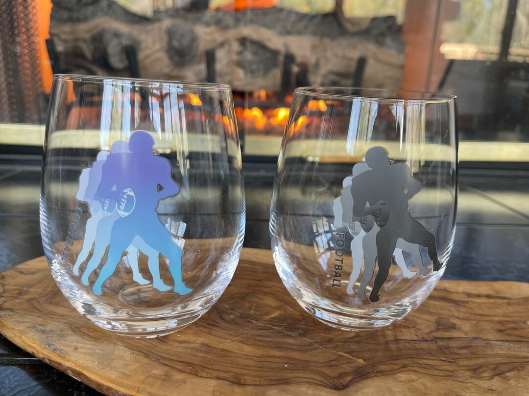 Set 2 NEW Football Stemless Wine Glasses Barware Sports Fun Gift - Etsy