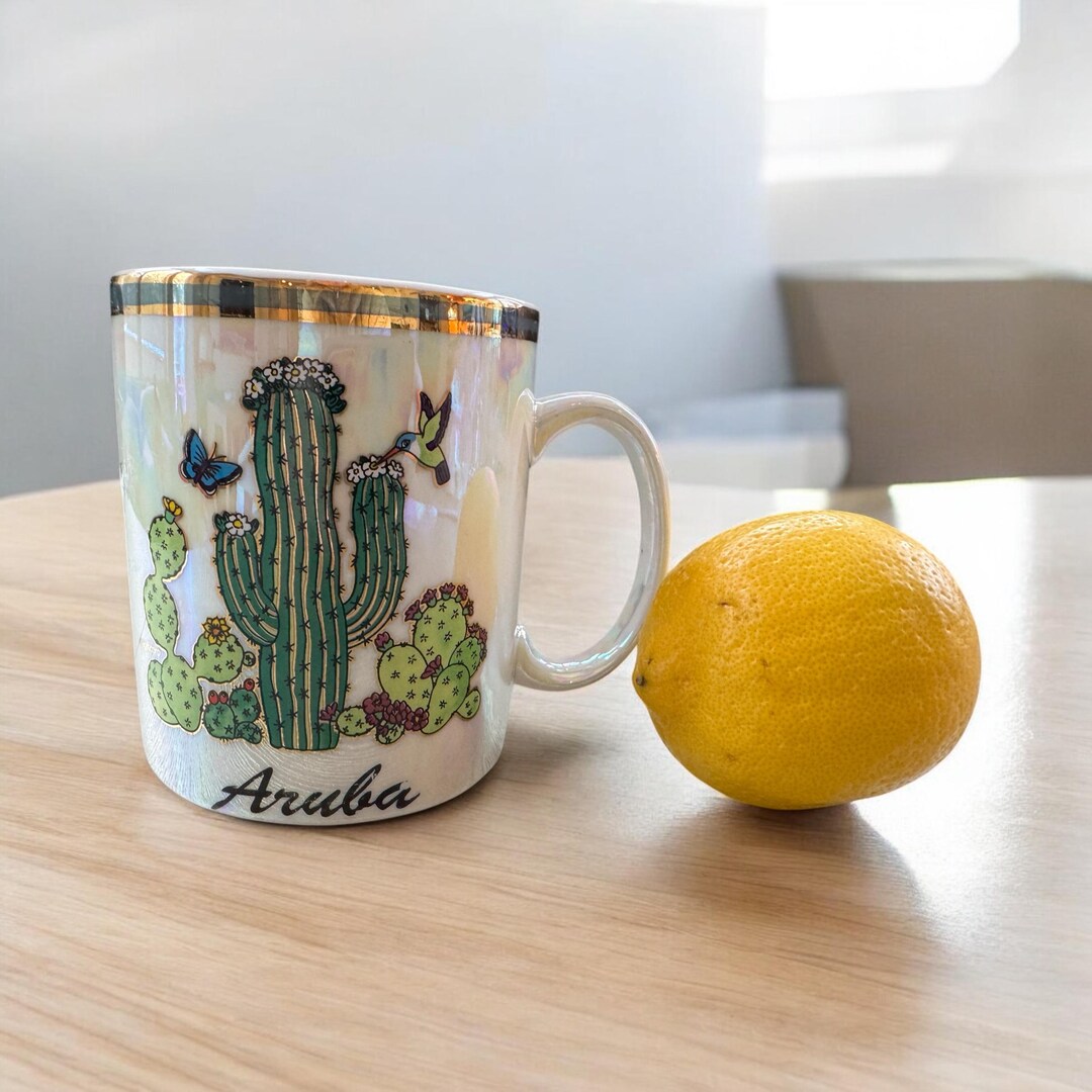 Vintage Retro ARUBA Coffee Mug Tea Souvenir TRAVEL Seashells Beach ...