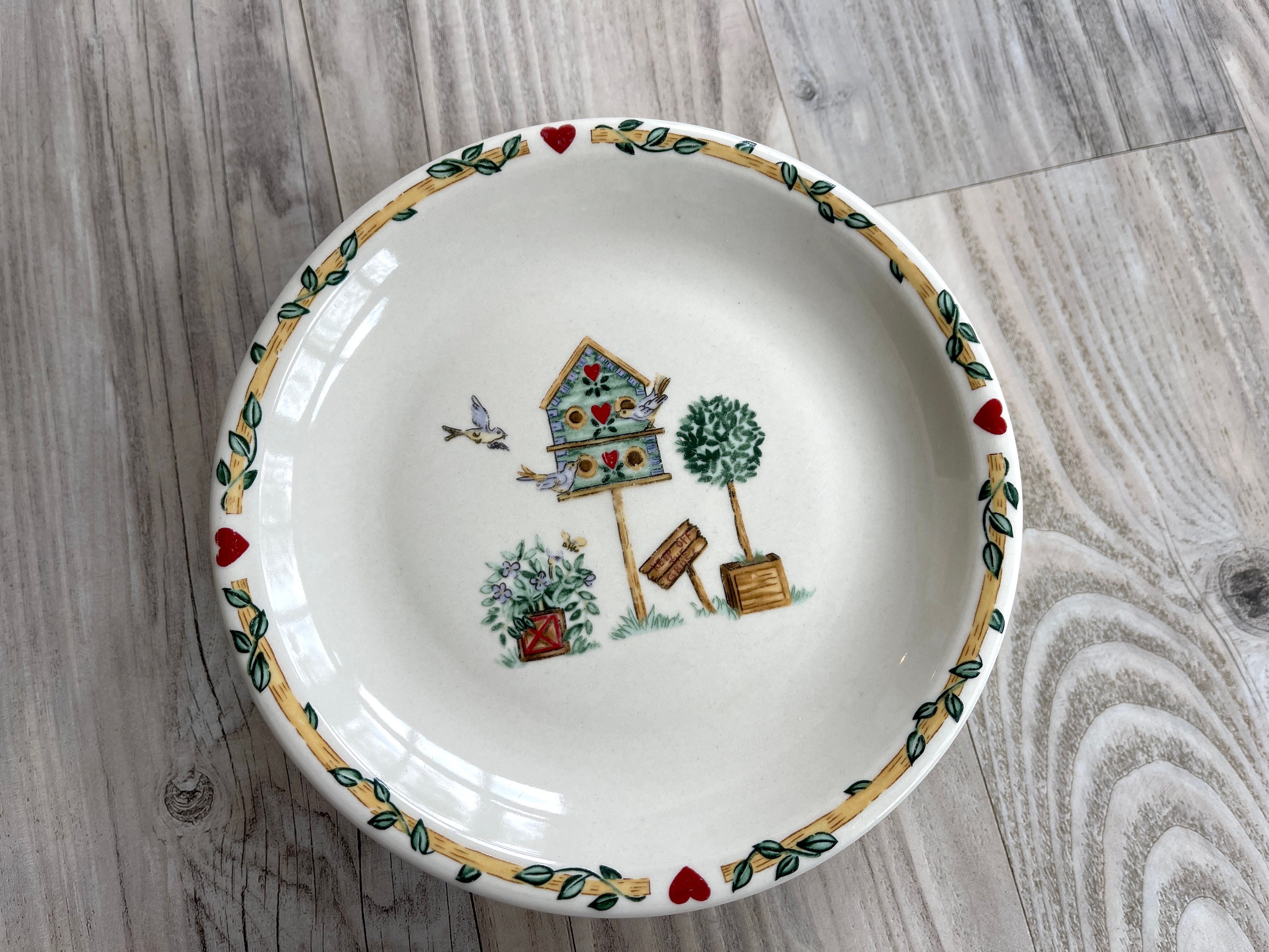 6 Thompson Pottery BIRDHOUSE Side Plates Salad Vintage Stoneware Retro ...