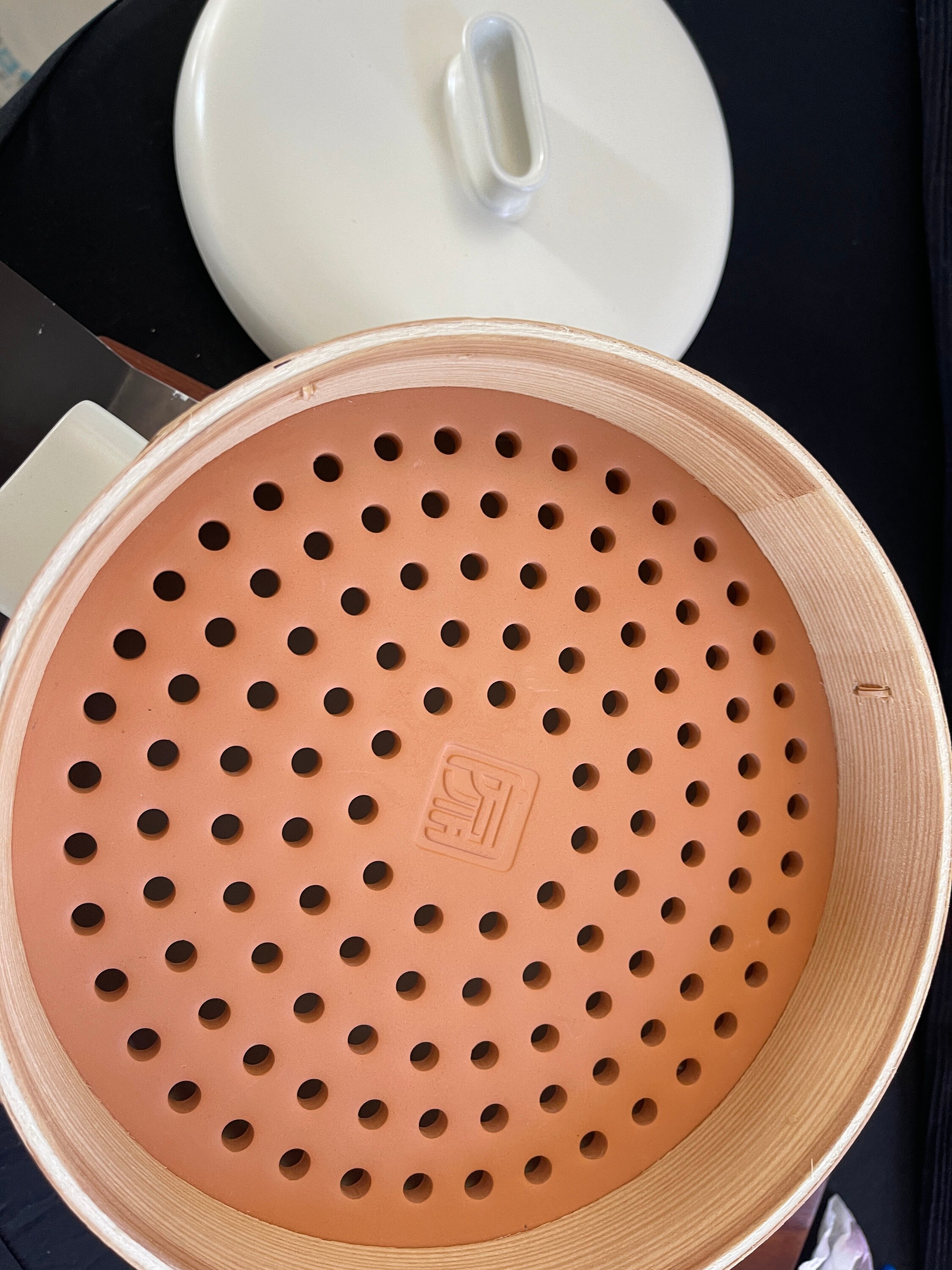 JIA Steamer Set Large Ceramic Steamer Pot Lid & Cedar Wood Basket Rice ...