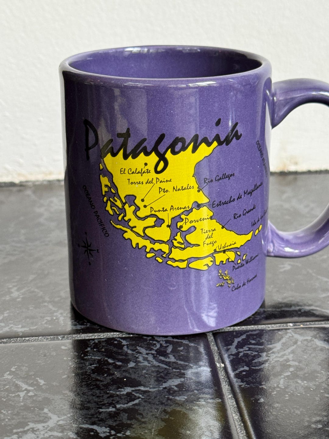 Patagonia Souvenir Mug – Purple Ceramic Coffee Cup With Yellow Map ...