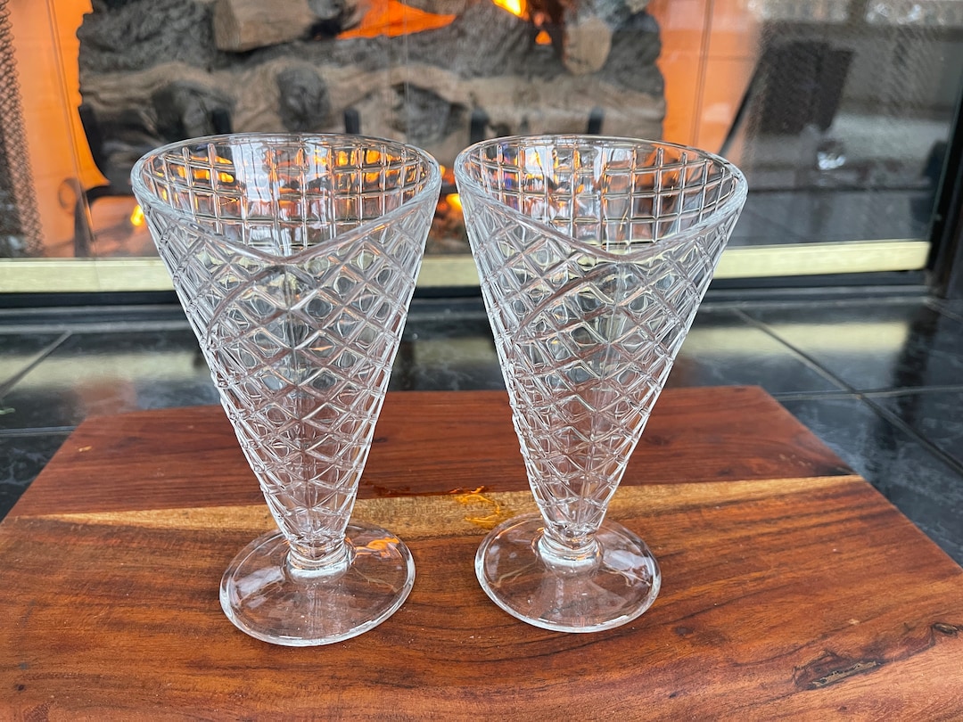 2 Waffle Cone Gelato or BOOZY MILKSHAKE Glasses Cocktail Ice Cream ...