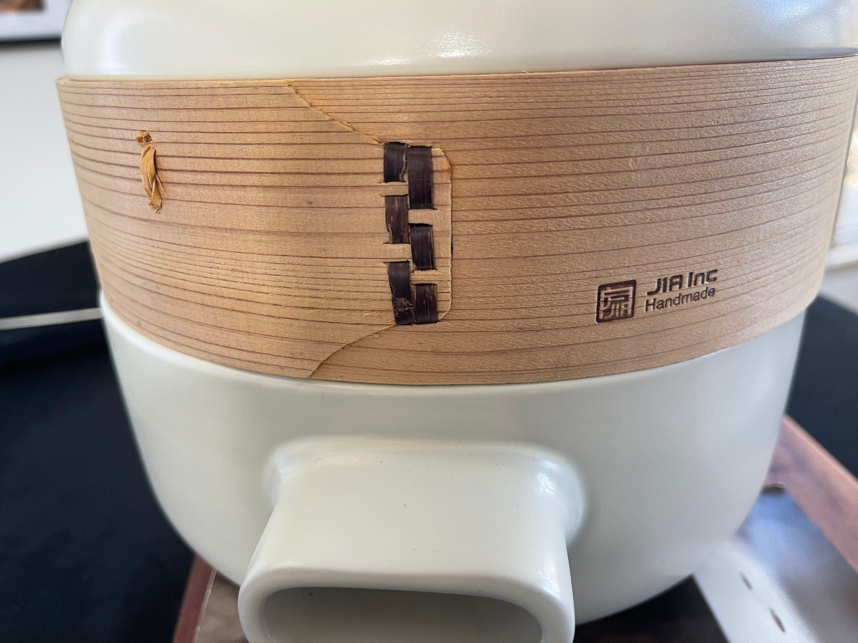 JIA Steamer Set Large Ceramic Steamer Pot Lid & Cedar Wood Basket Rice ...