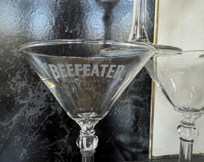 5 BEEFEATER GIN Martini Glasses Glass Classic Logo Vodka Gin Mad Men ...