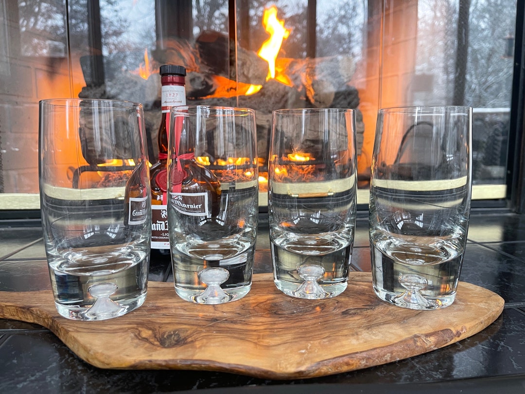 MCM TRIBECA Bubble Base Set of 4 Hi Ball Tumbler Heavy Glasses Vintage ...