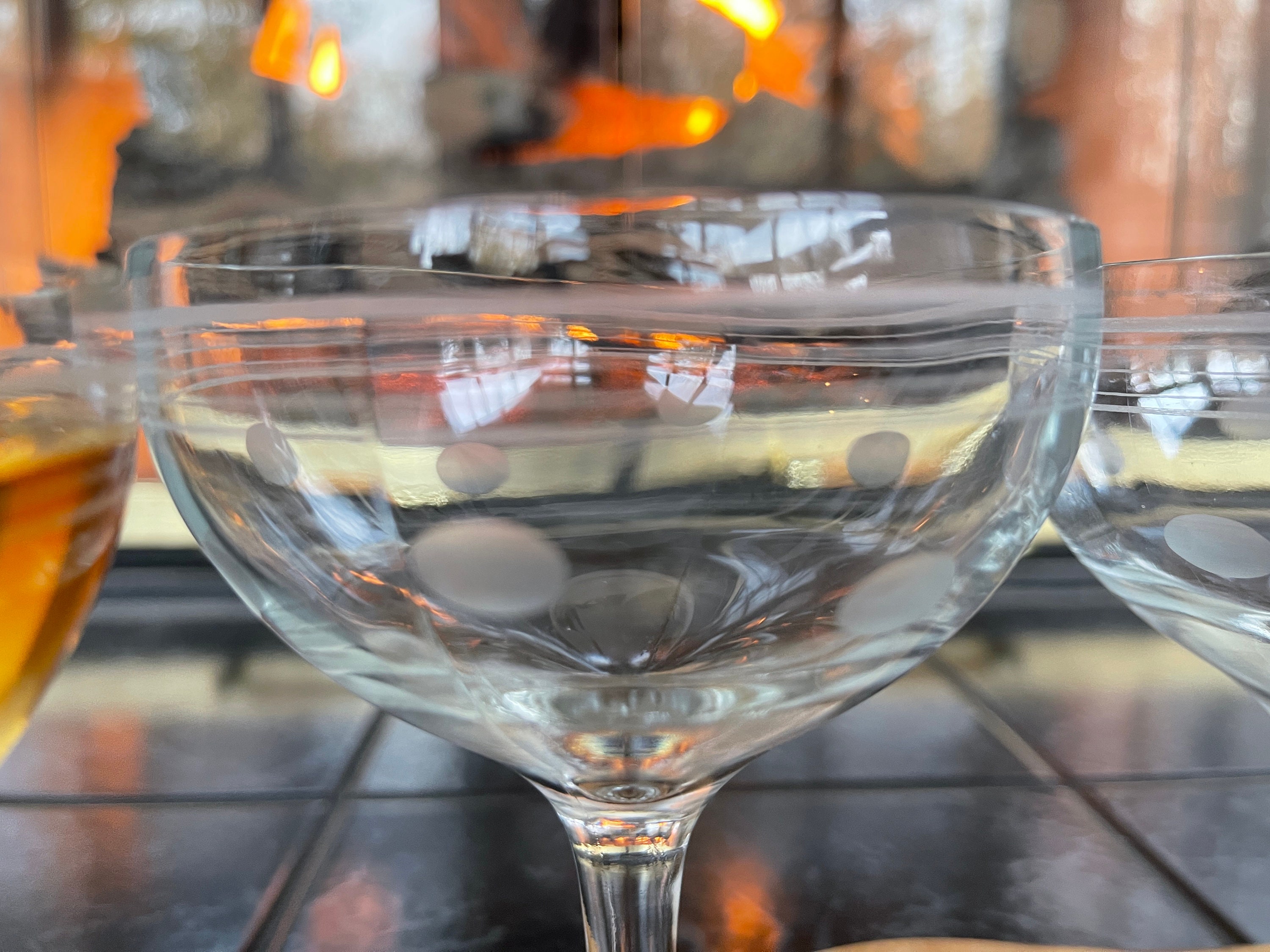 Trendy SOHO Vintage MCM Set 4 Polka Dot and Lines Wide Bowl Boho Mad ...