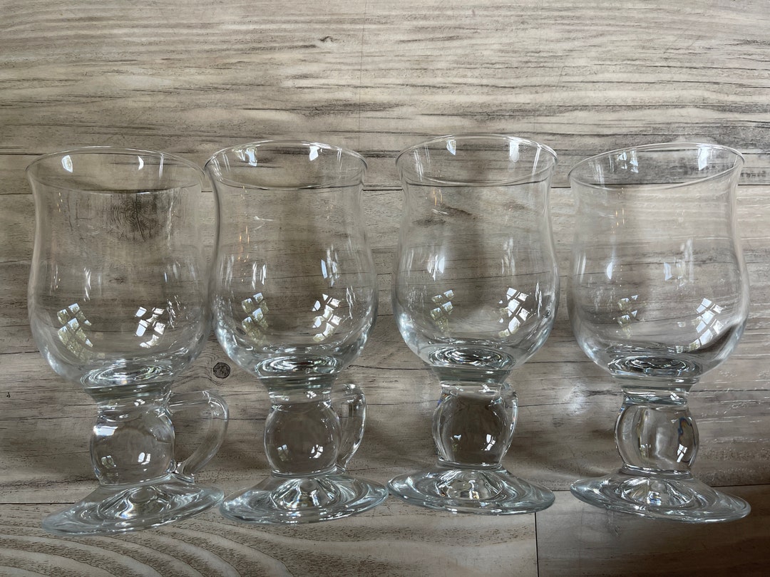 4 Retro Bulb Base Irish Coffee Mugs Footed Etched 8 Ounces Mug Coffee ...