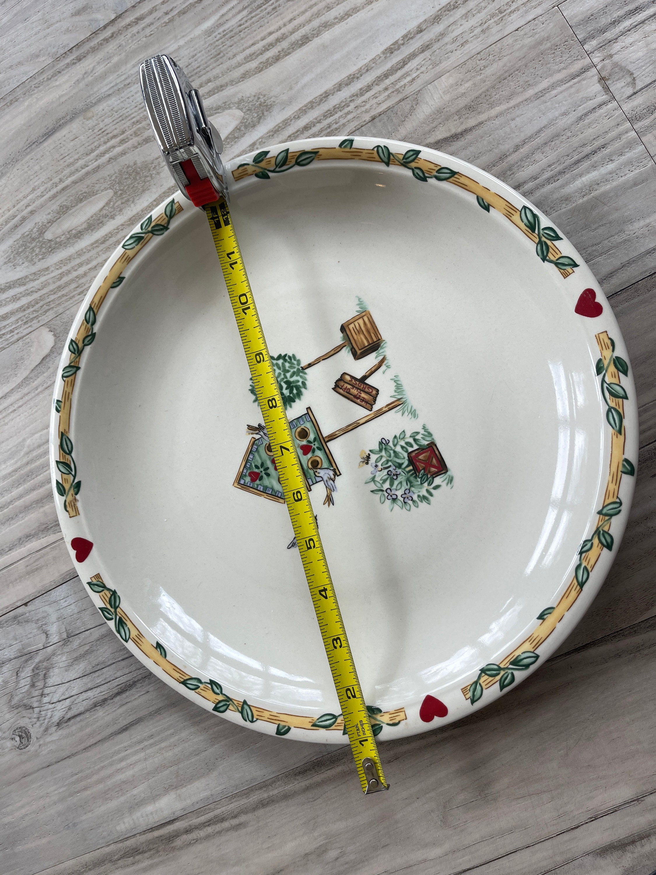 Thompson Pottery BIRDHOUSE Large Serving PLATE Vintage Stoneware Retro ...