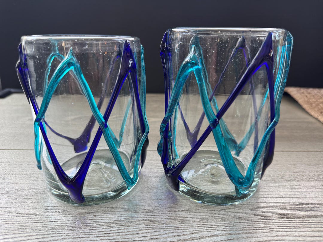 FUSED DRIZZLE GLASS Art Glass Handmade Margarita or Any Cocktail ...