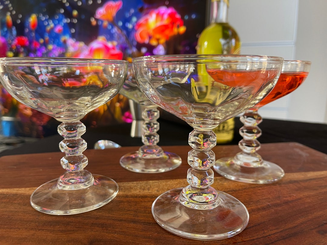 Elegant Optic DIAMOND COUPES LEAF Cubist Base Mid Century 1950 Set 4 ...