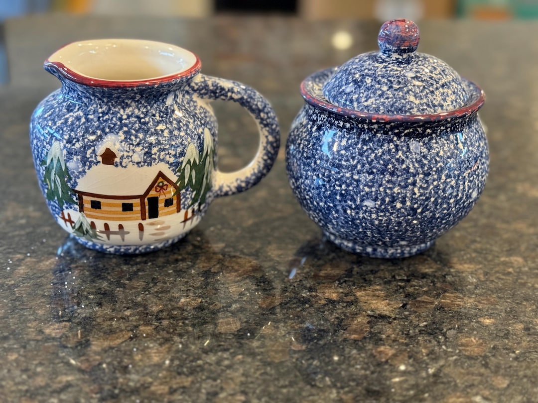 Discontinued Holly Mountain Lodge CREAM and SUGAR Round Log Cabin ...