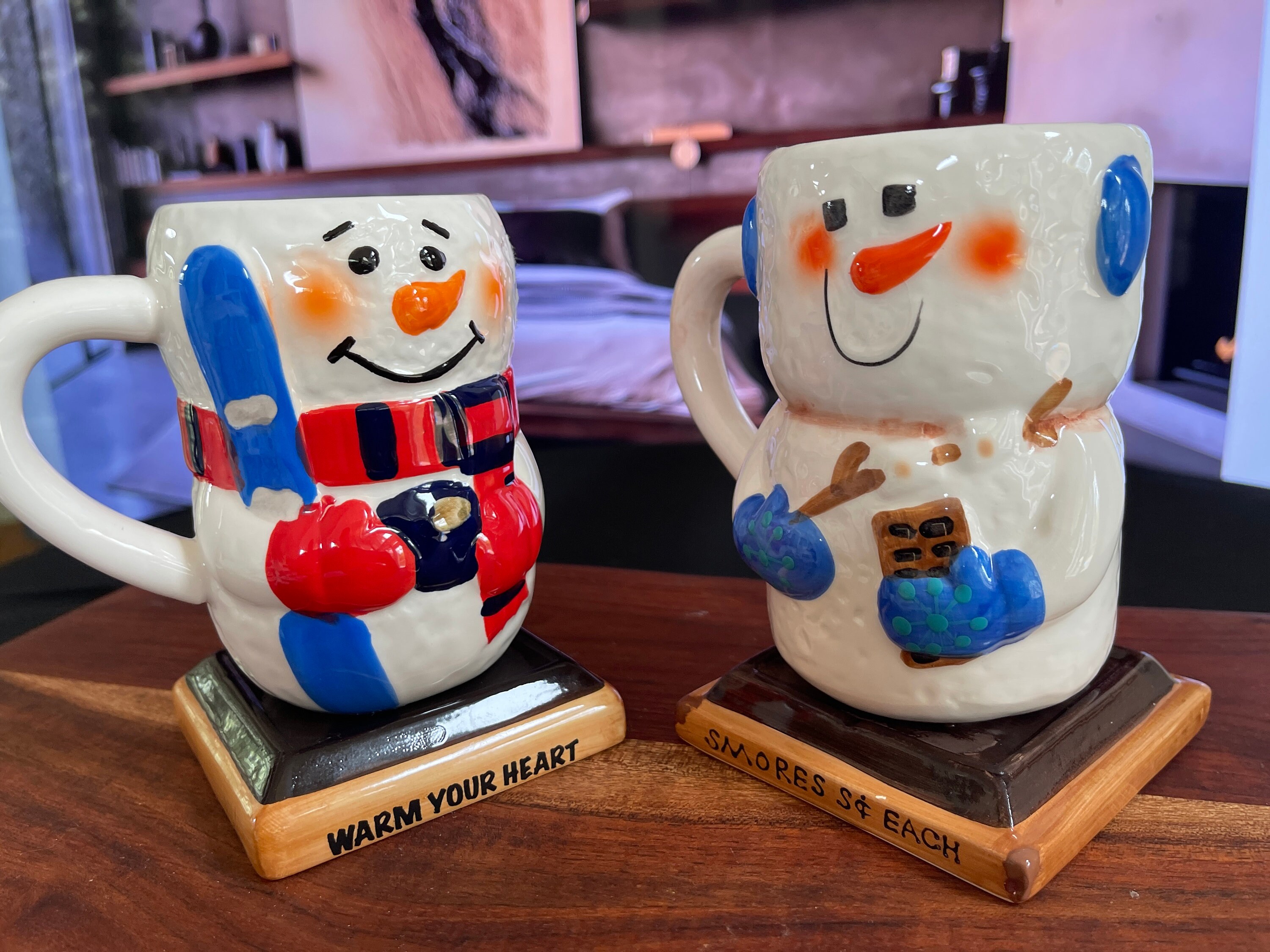 Adorable Pair Vintage SMORES Snowman Some-mores Marshmallow Hot ...