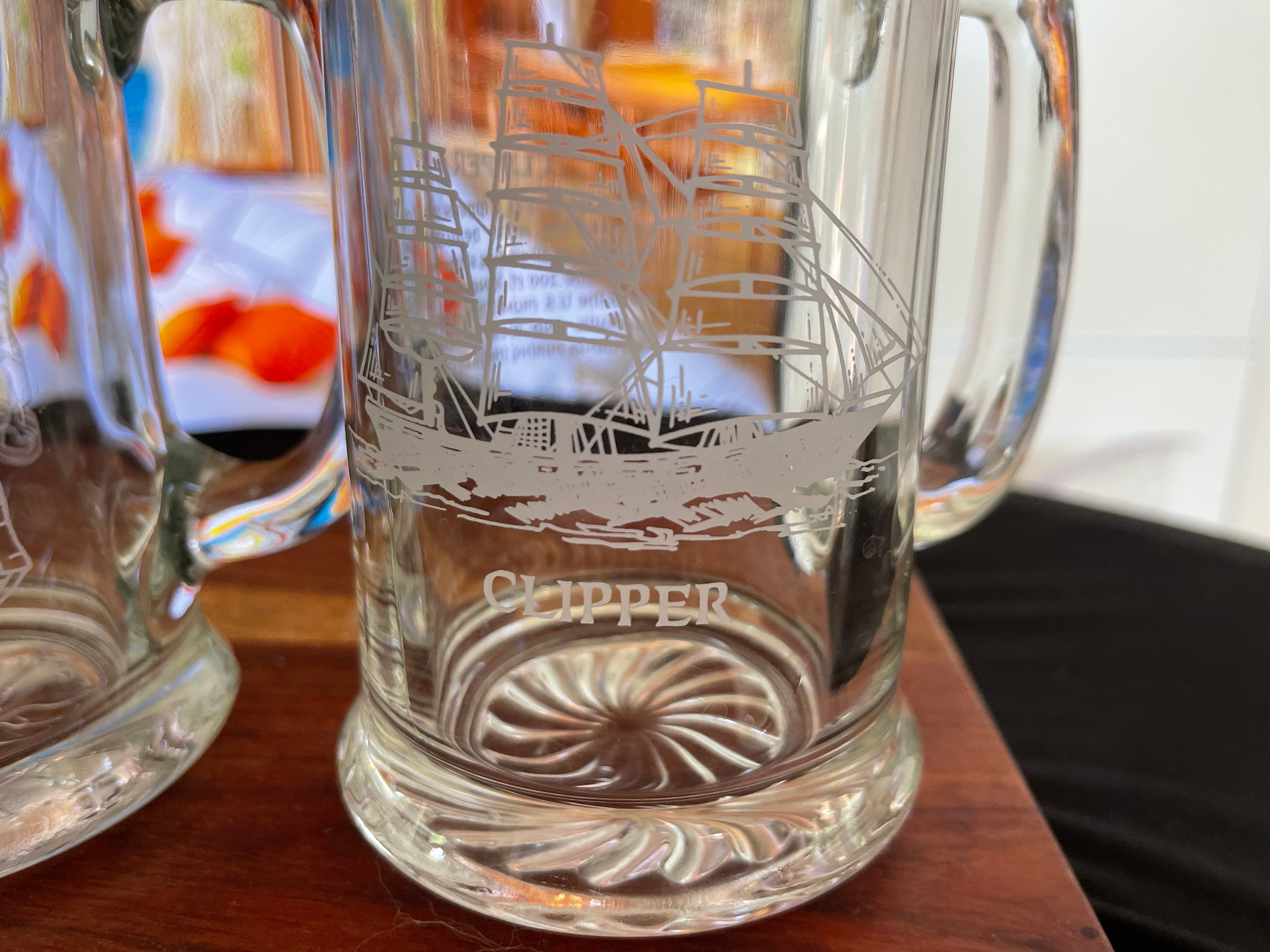 AMERICAN CLIPPER Ship Vintage Style Tankard Beer Ale Glasses Retro ...
