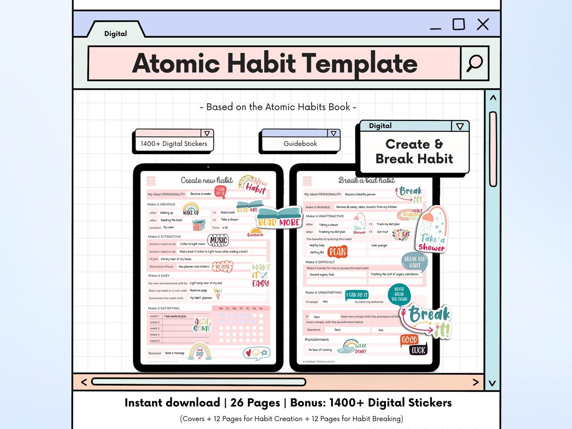 ATOMIC HABITS WORKBOOK, Habit Formation Worksheets. Pink Habit Planner ...