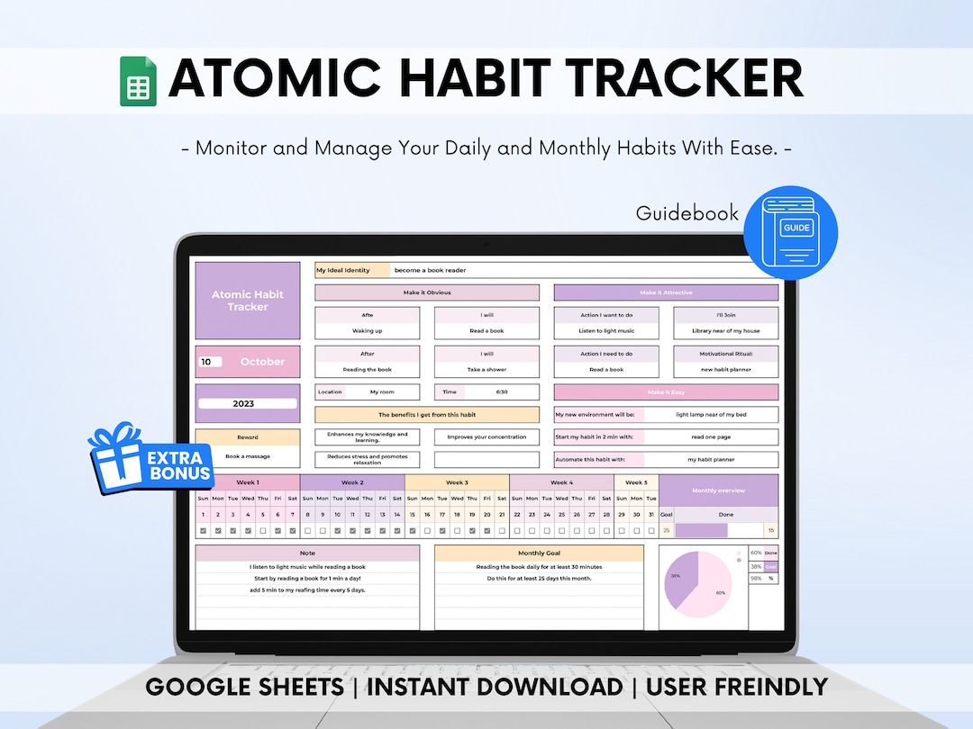 ATOMIC HABIT Tracker Google Sheet Worksheets, Atomic Habits & Goals ...