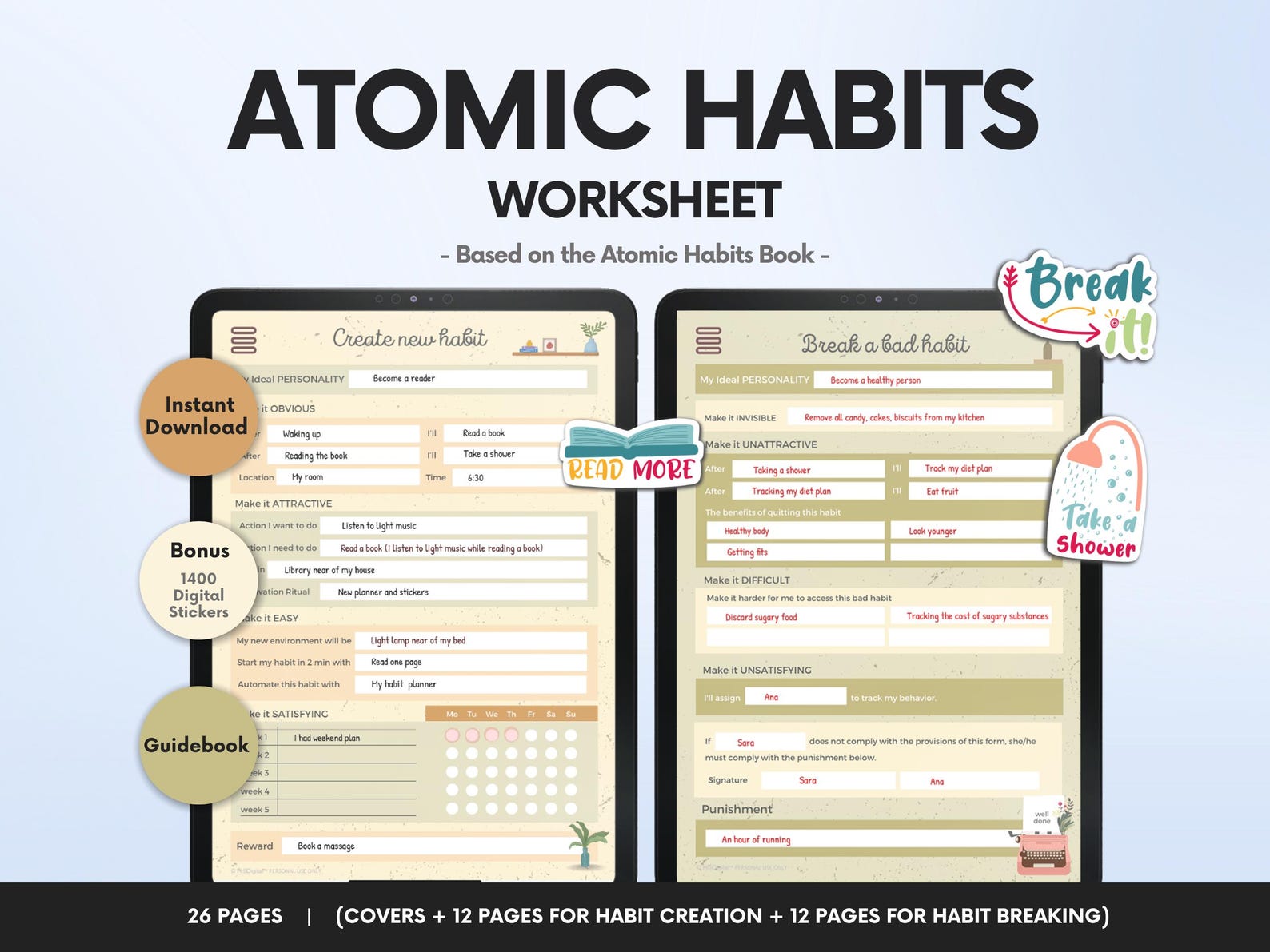ATOMIC HABIT Planner Worksheets, Atomic Habits & Goals, Atomic Habits ...