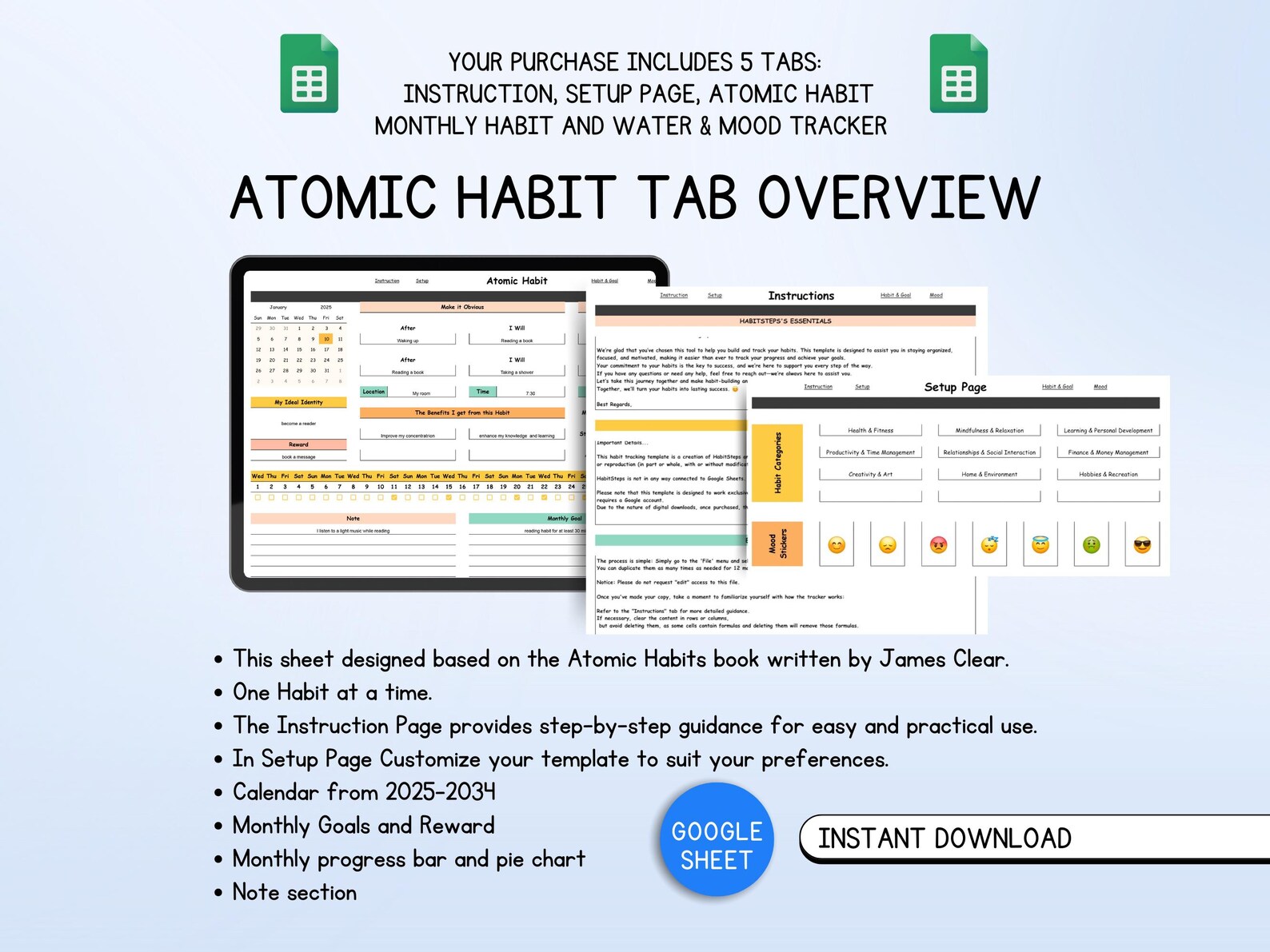 Atomic Habits Tracker: Yearly Google Sheets Planner (digital Download ...