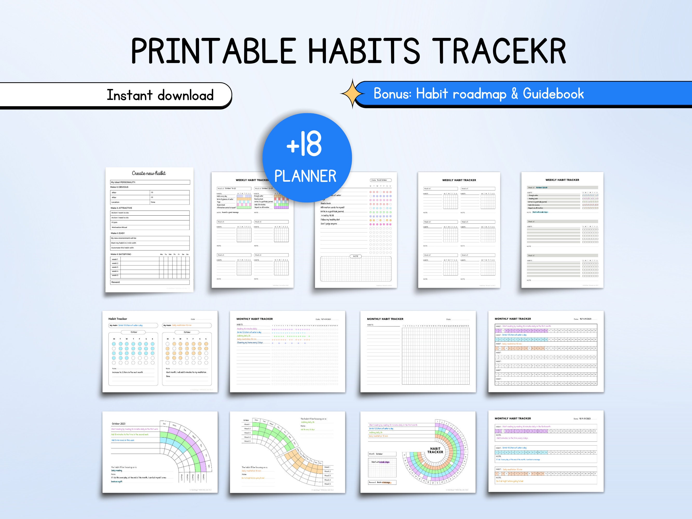 25 HABIT Tracker Bundle PDF, All in One Habit Bundle, Habit and Goal ...