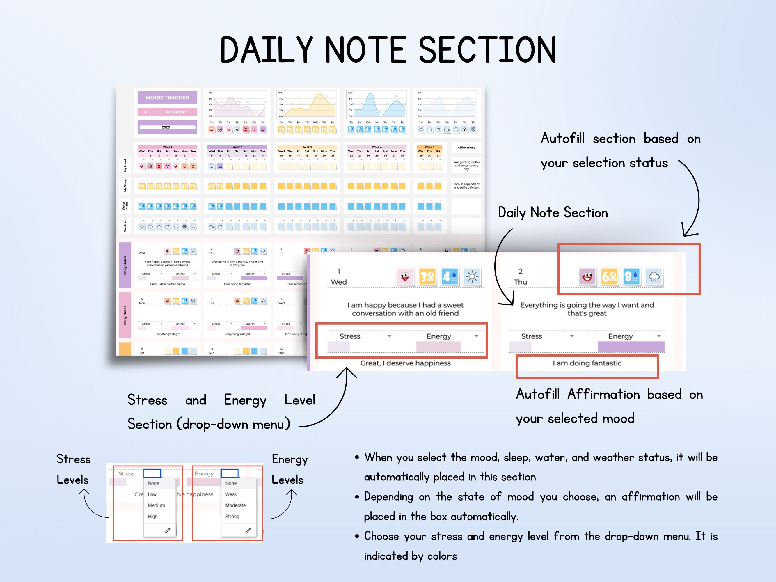 DAILY MOOD TRACKER Spreadsheet Google Sheet, Mood Journal Google Sheet ...